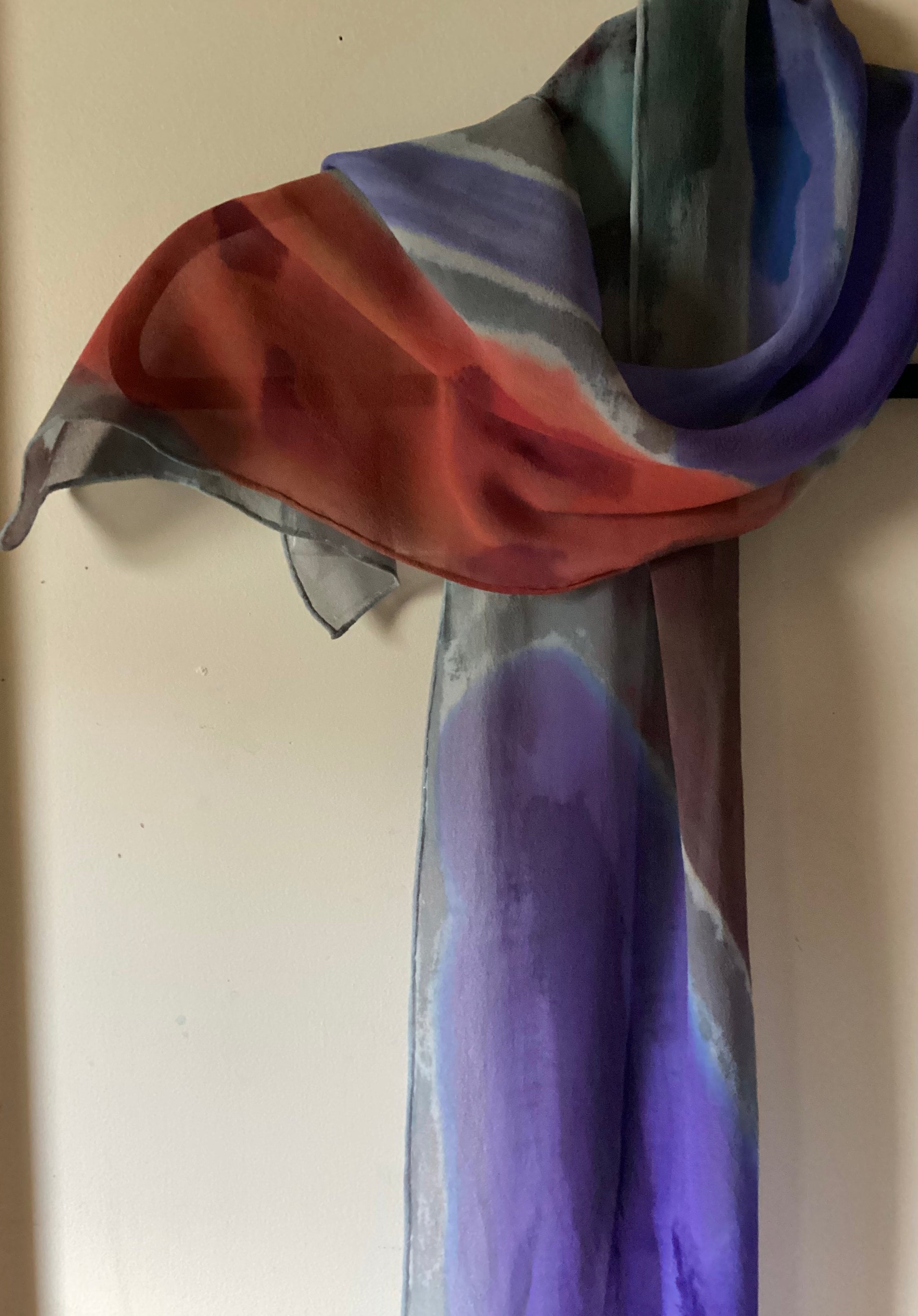 10”x60”, Silk Poetry Scarf, Jewels | Marcia Hammond Art